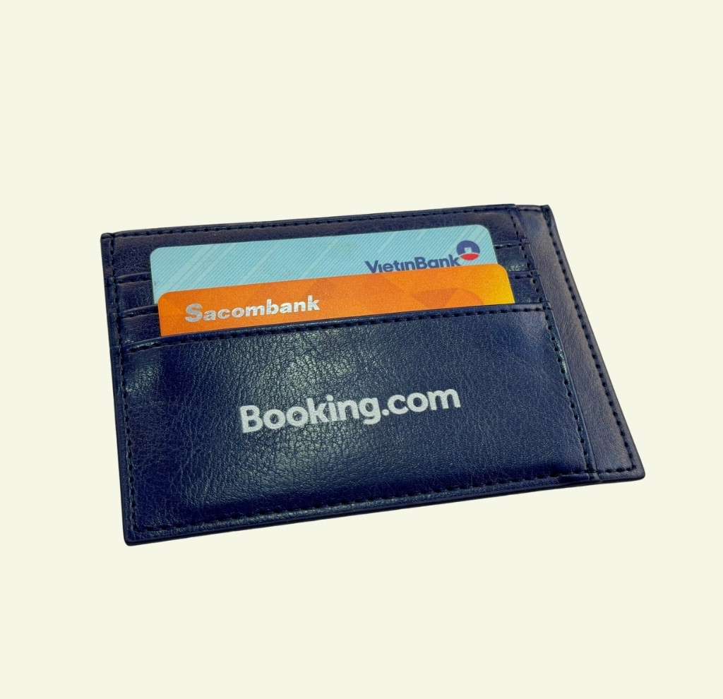 Ví Đựng Thẻ VI03 màu xanh đen - Da Pu cao cấp - In Trống Đồng